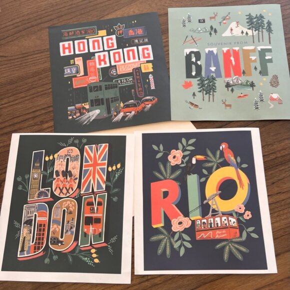 Rifle Paper Co. | Wall Decor | 4 Rifle Paper Co Prints Rio London Hong ...